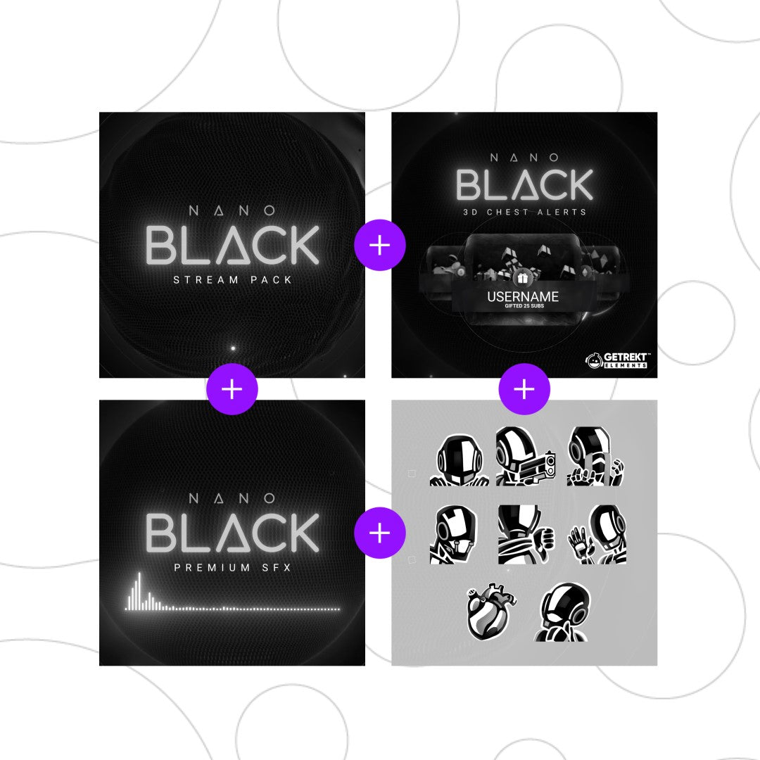 Nano Black Stream Overlays Bundle for Twitch, OBS & Streamlabs