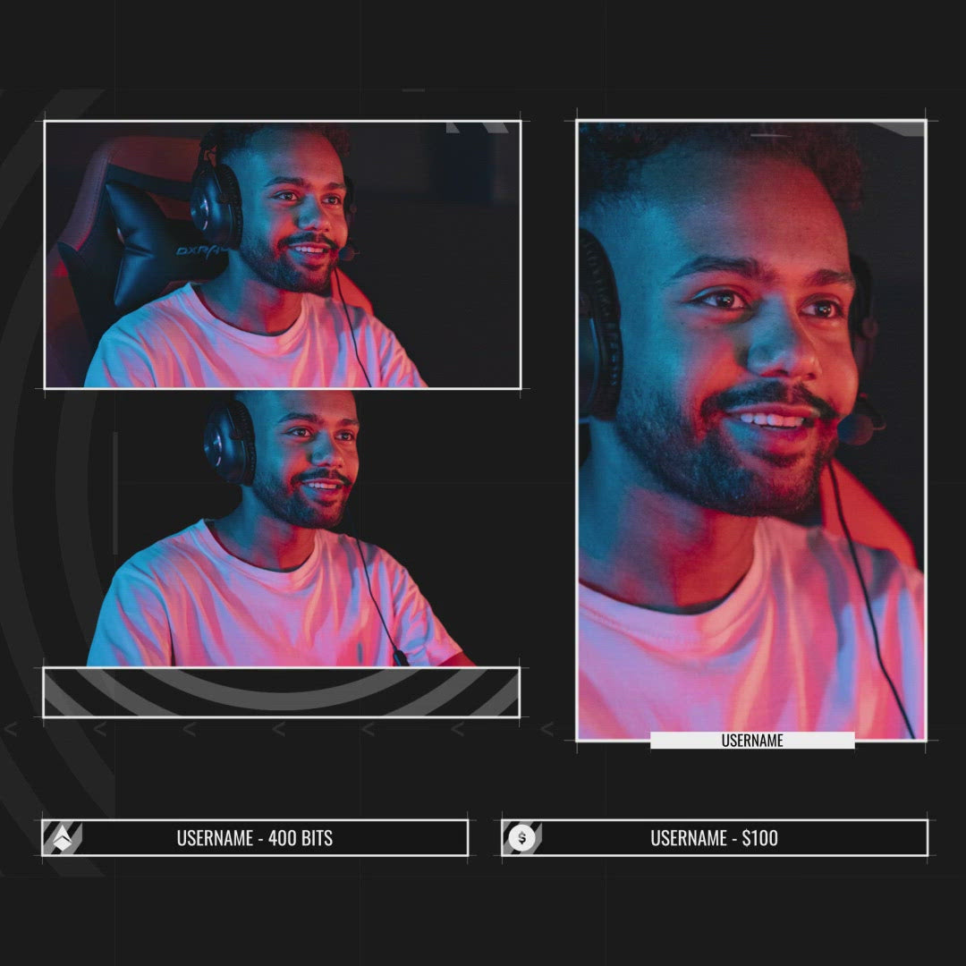 Grid Animated Stream Overlays Package for Twitch & OBS