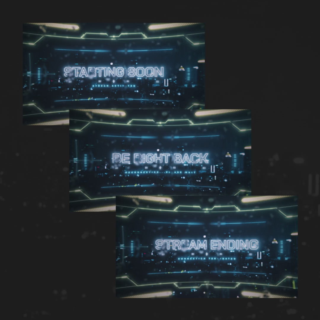 Neon Tech Animated Stream Overlays Package for Twitch & OBS