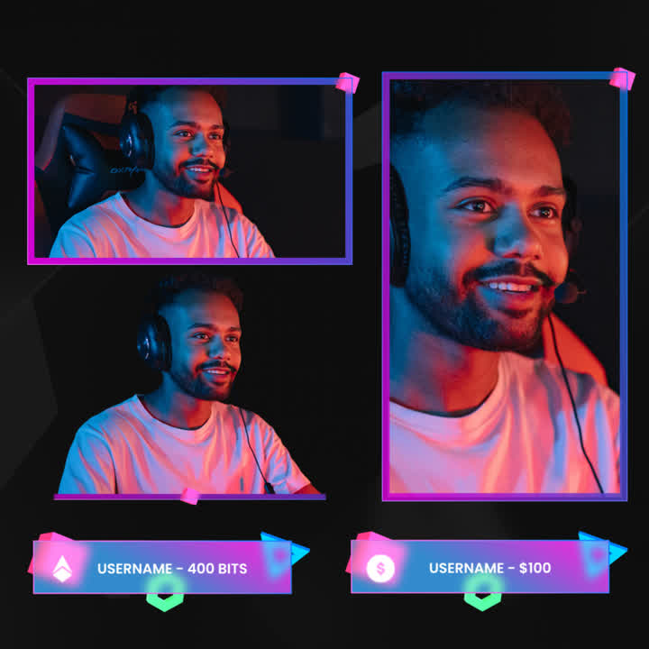 Glass Stream Overlays Package for Twitch, OBS & Streamlabs